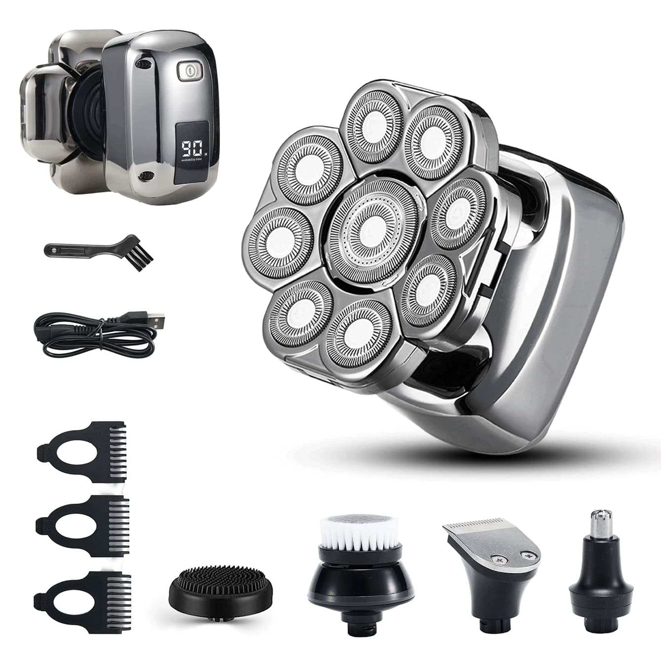 KOMINGDON 9D Electric Head Shaver For Bald Men Upgraded 5-In-1 IPX6 ...