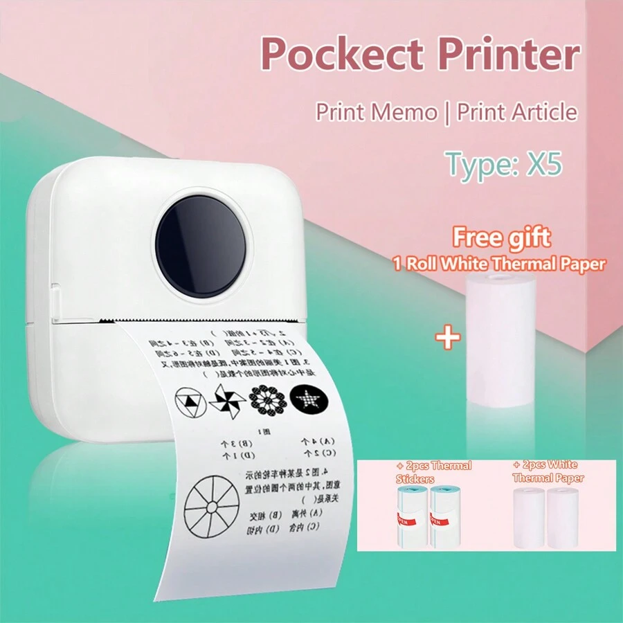 Portable Thermal Printer With 4Rolls Paper Mini Impresora Portatil ...
