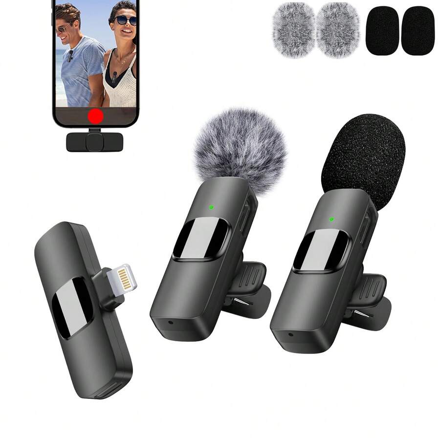 Wireless Lavalier Microphone Compatible With IPhone IOS Plug And Play ...