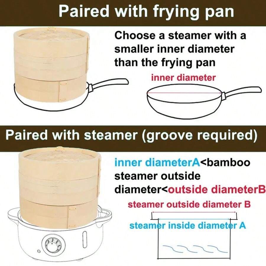 1 Set 12in Of Bamboo Steamer, Free Steaming Mat, Used For Steaming Buns ...