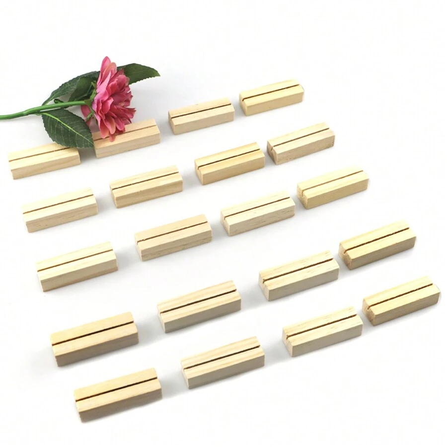 20pcs Natural Wood Name Memo Clips Photo Holder Clamp Business Card ...