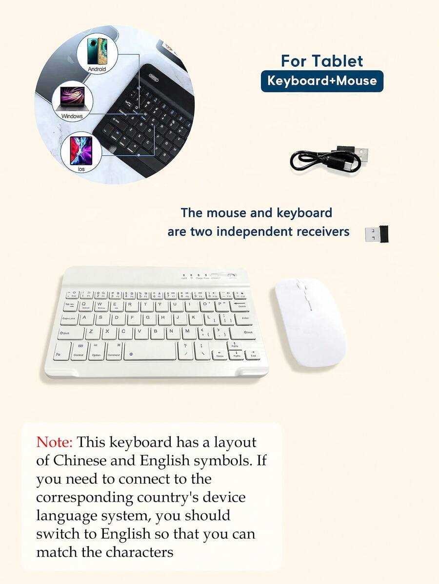 7 Inch Wireless Keyboard And Mouse Set, Mini Portable, Mute Keyboard ...