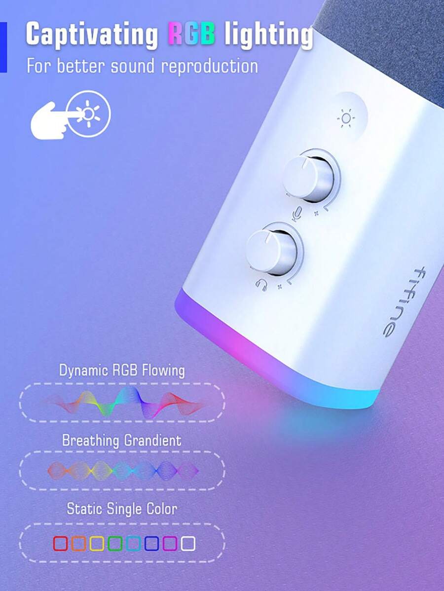 FIFINE USB/XLR Microphone Kit With Boom Arm Stand,Dynamic PC Mic With ...