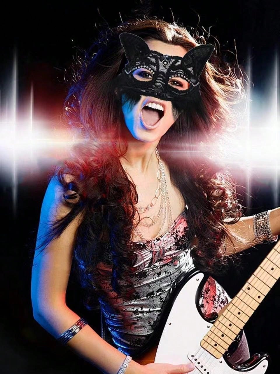 Venetian Masquerade Ball Mask Deluxe Black Cat & Lace Mask Mysterious ...