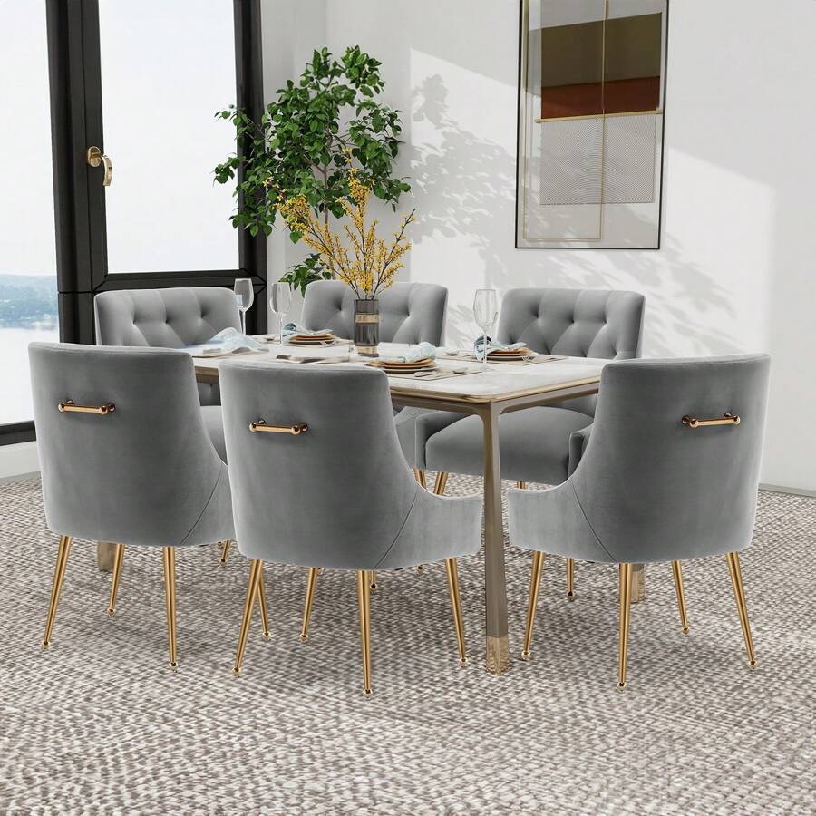 SEYNAR SEYNAR Modern Dining Chairs Set Of 6, Velvet Accent Chair Tufted ...