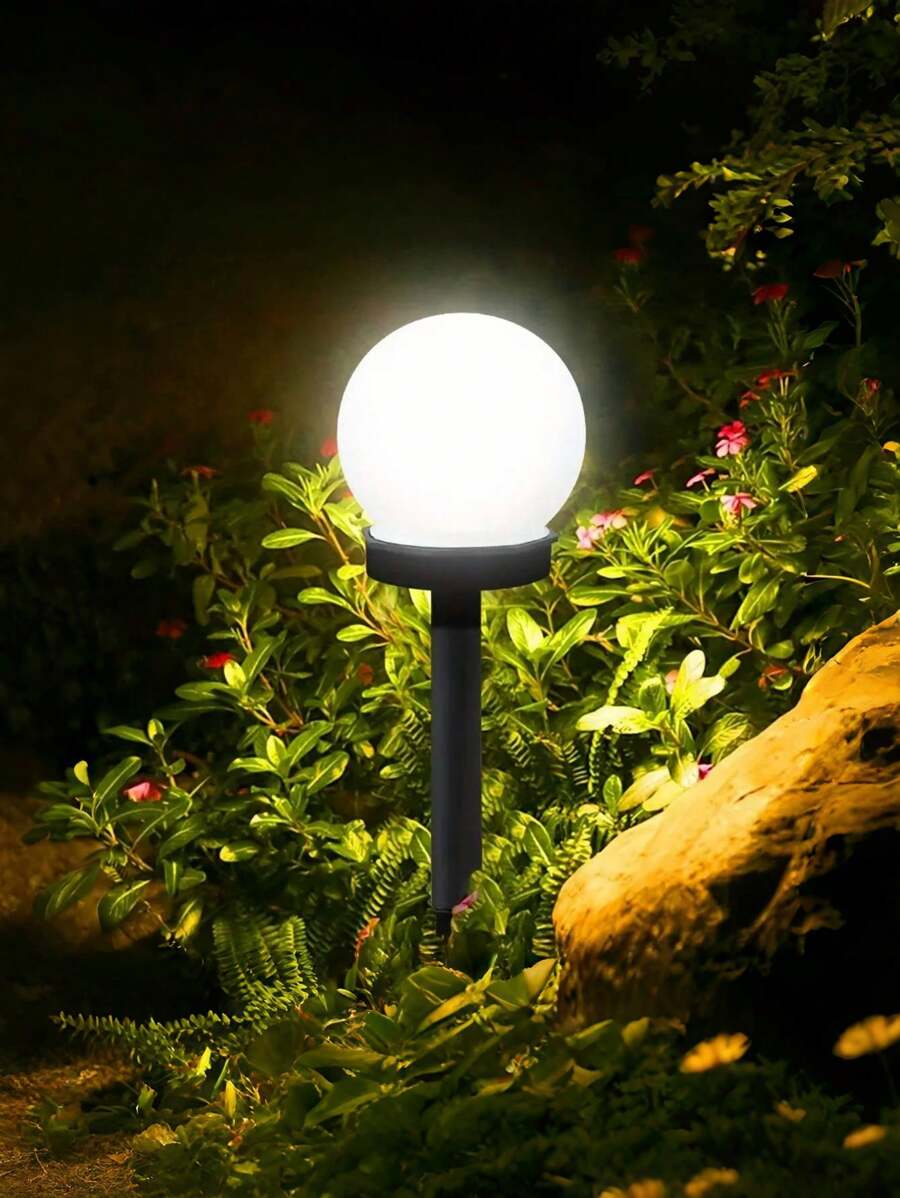 Paquete de 2 luces solares para césped, luces LED de jardín para camino ...