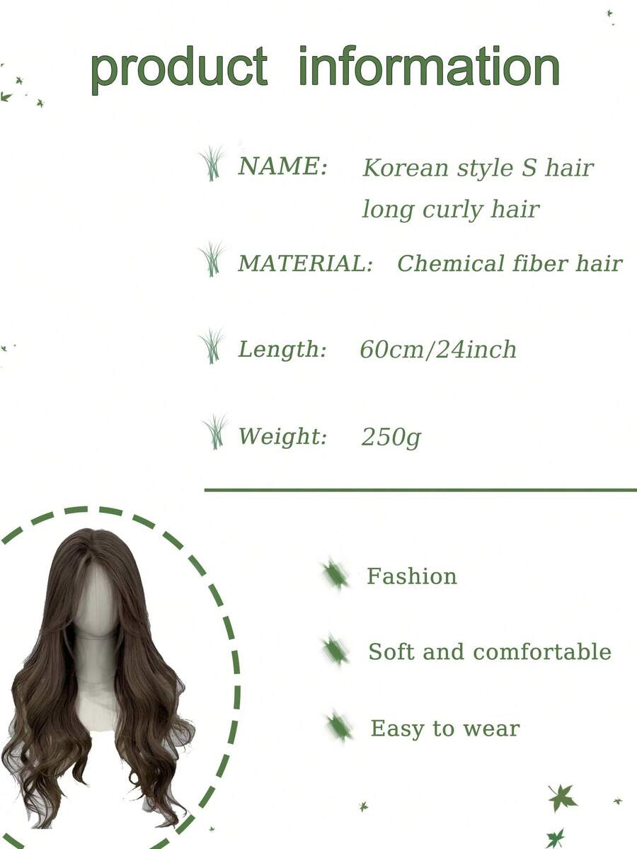 24 Inch Wig Women's New Part Eight Figure Bangs Big Wavy Hair Wig Set ...
