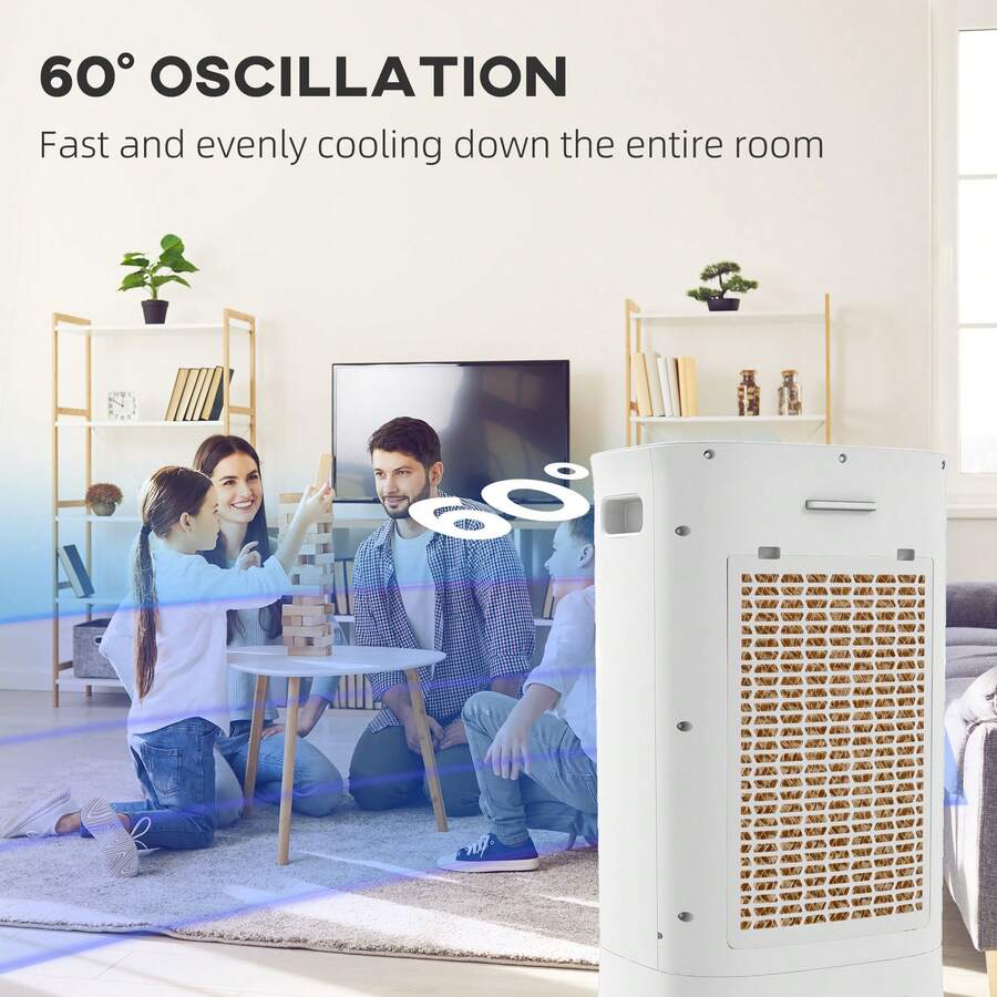 HOMCOM Room Air Cooler With Remote, 15H Timer, Oscillating, LED Display ...
