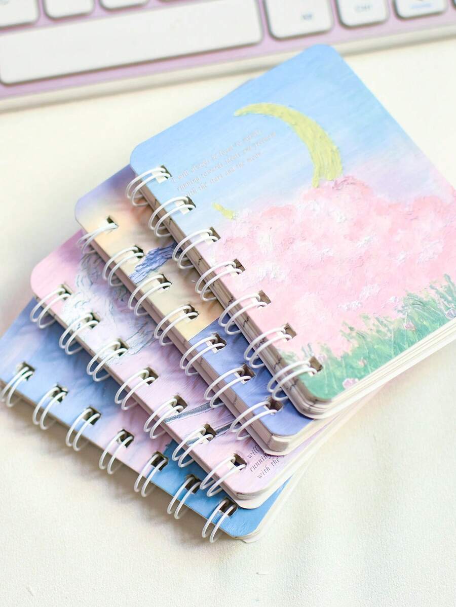1pc 80 Sheets A7 Spiral Notebook With Horizontal Grid Pages, 4 Random ...