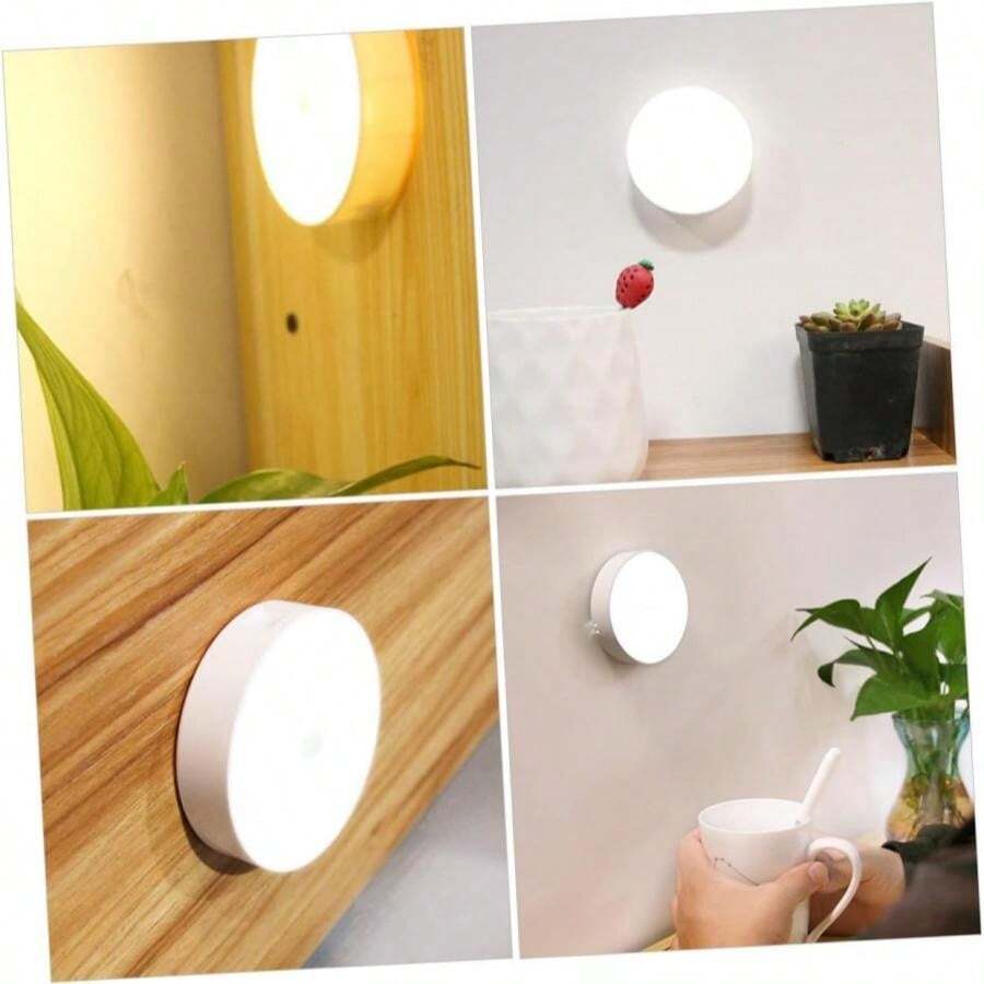 1pc Rechargeable Battery-Powered Round LED Cabinet Light With Motion ...