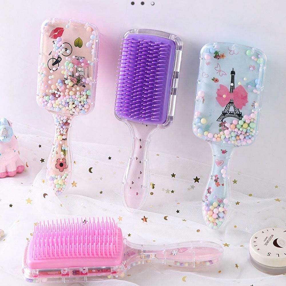 Transparent Cartoon Bubble Ball Massage Hair Comb, Girl's Lovely ...