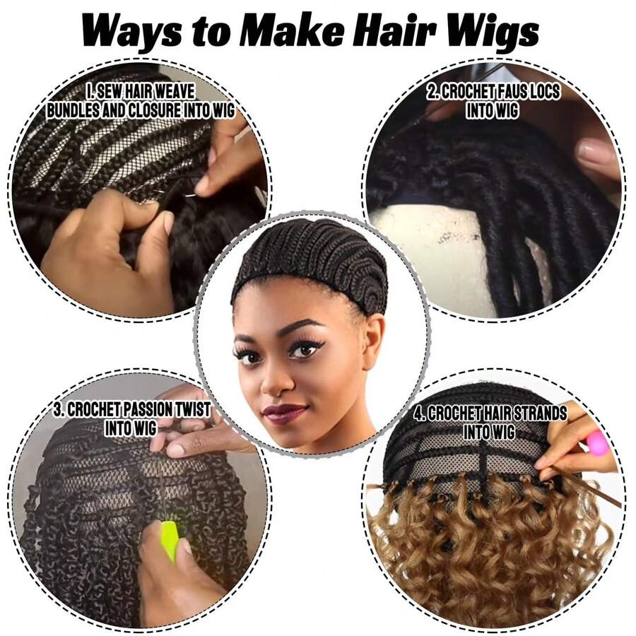 Cornrow Wig Cap For Crochet Braids Synthetic Braided Cap With ... Cornrow Wig Cap For Crochet Braids Synthetic Braided Cap With ...