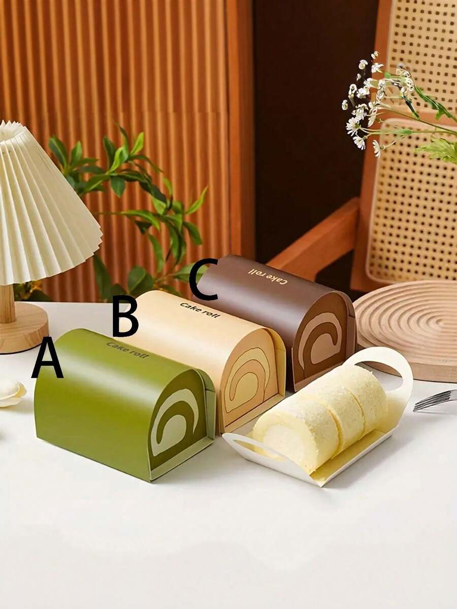 4pcs, Arched Tricolor Cake Roll Packaging Box, Towel Roll Swiss Roll ...