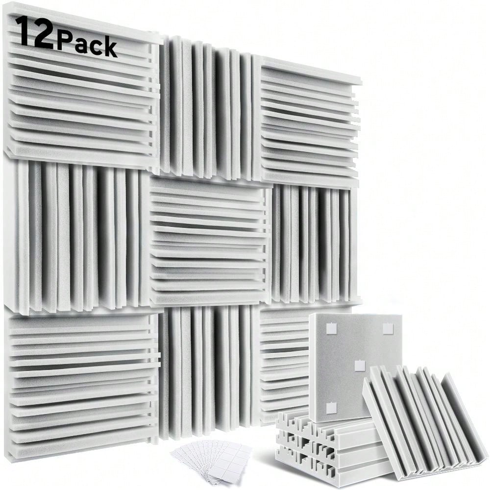 12 Pack-10x10x2/12x12x2 Inches Acoustic Panels, Broadband Sound ...