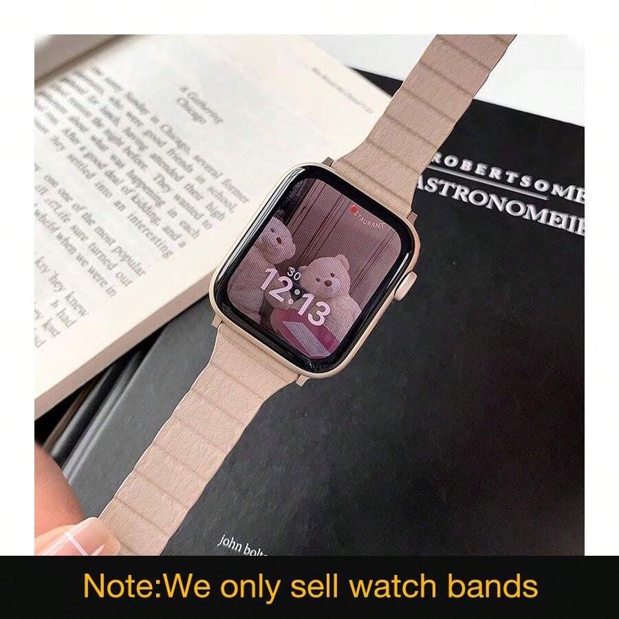 1pc Khaki Waistband Magnetic Clasp Watch Strap For Women Compatible ...