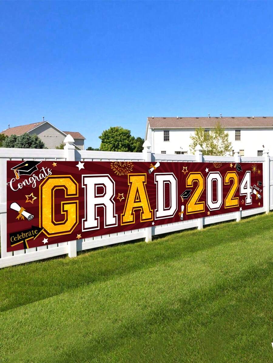 1pc 2024 Graduation Theme Banner, Graduation Yard Sign, Congratulations ...