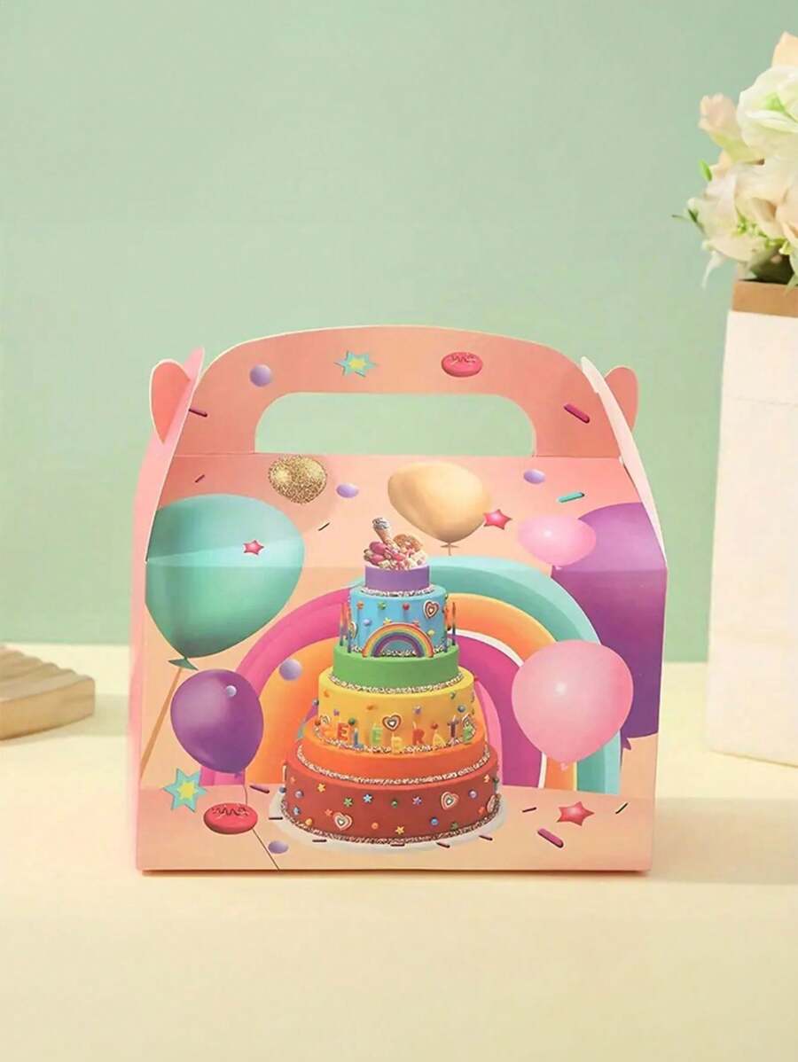 7 Pieces, (4-Color Mixed) Dessert Cake Packaging Box, Birthday Party ...