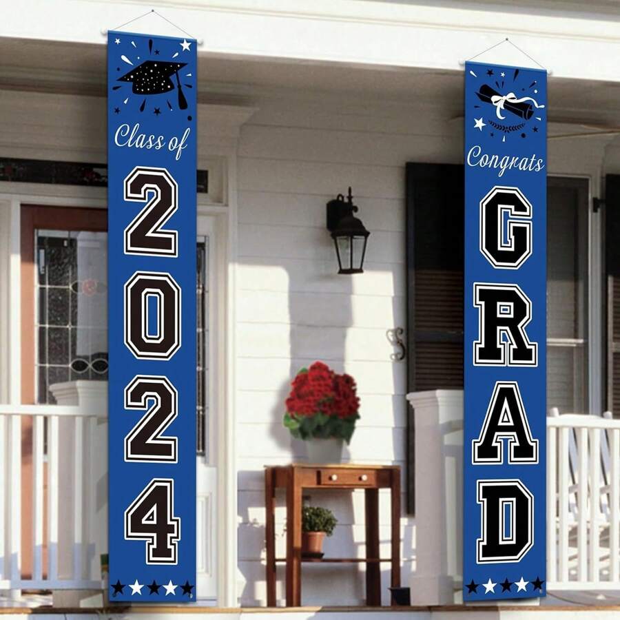 Ponamfo Blue Graduation Decorations Class Of 2024 Congrats Grad Porch ...