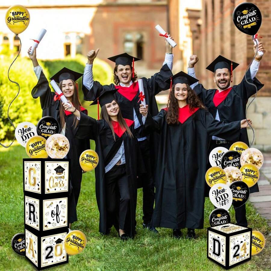 Graduation Decorations Class Of 2024 Black And Gold Graduation ...