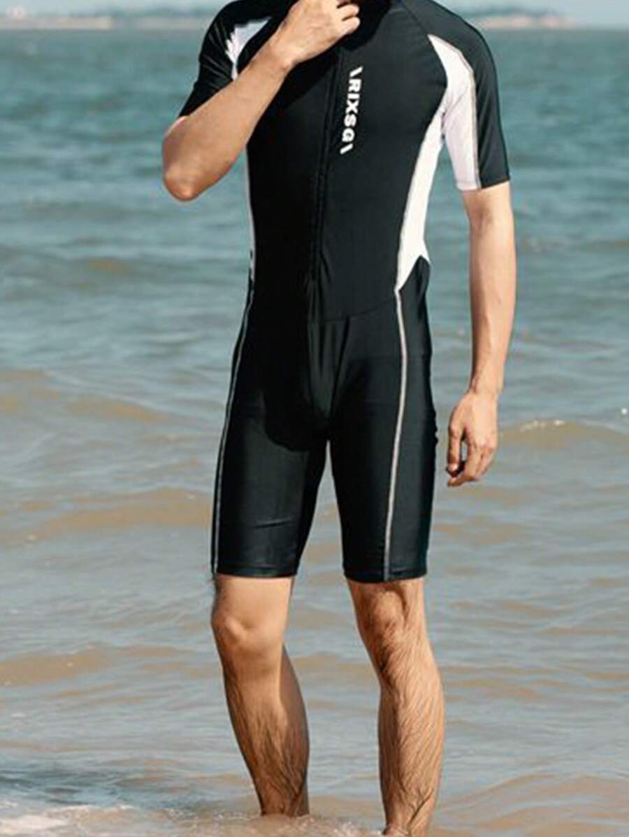 Men's Diving Suit With Short Sleeves And Knee-Length Pants, Snorkeling ...