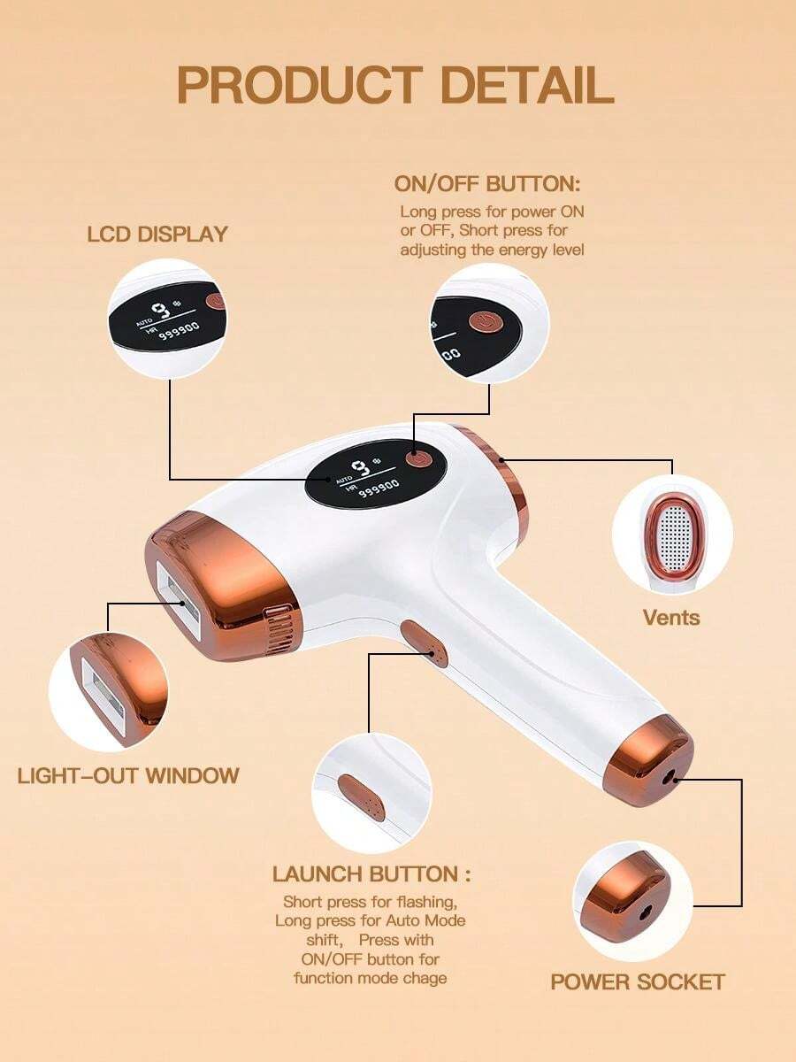 Removedor Permanente De Vellos Láser 3 En 1 Portátil De Mano Con 999900 ...