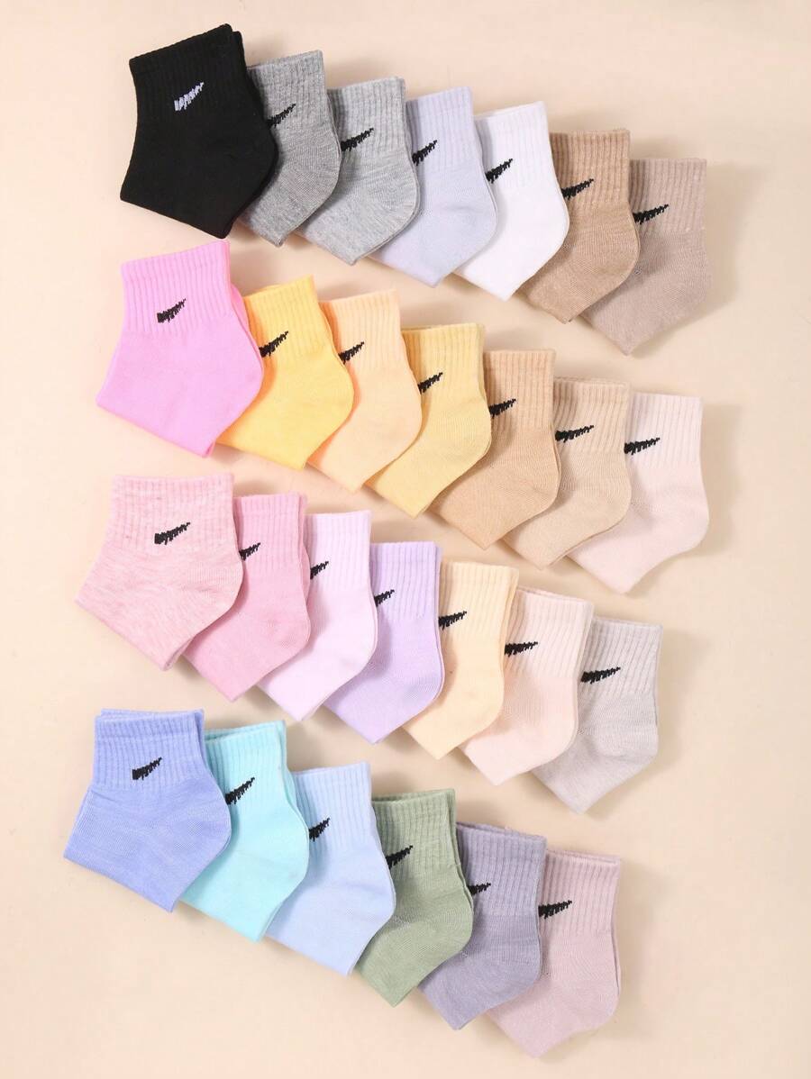 10/15pairs Random Solid Color College Style Simple Daily Sporty Short ...