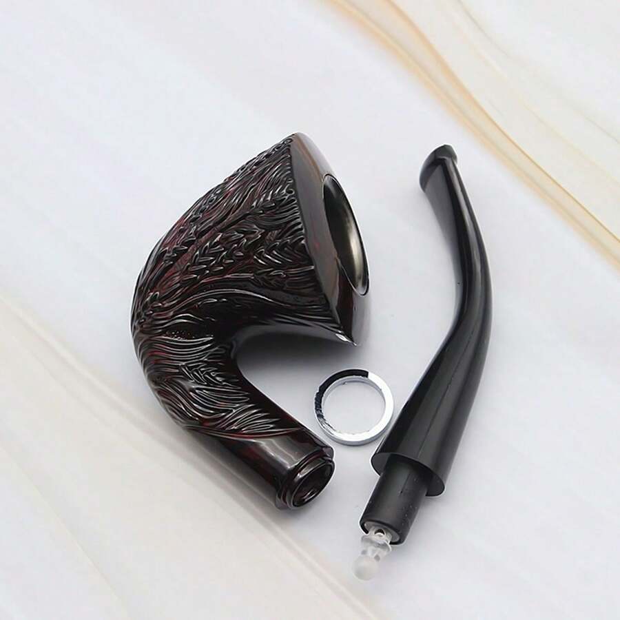 Resin Pipe With Bell Shape And Carving Of Rice In Iron Pot On The Head ...