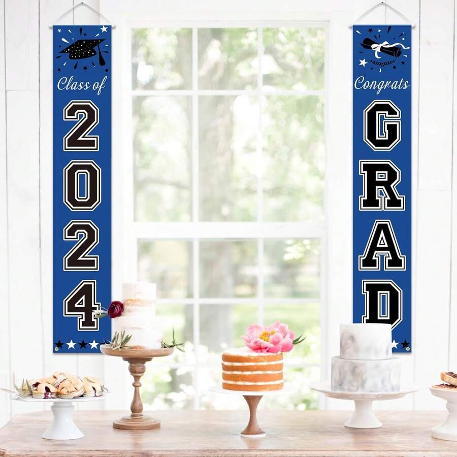 Ponamfo Blue Graduation Decorations Class Of 2024 Congrats Grad Porch ...
