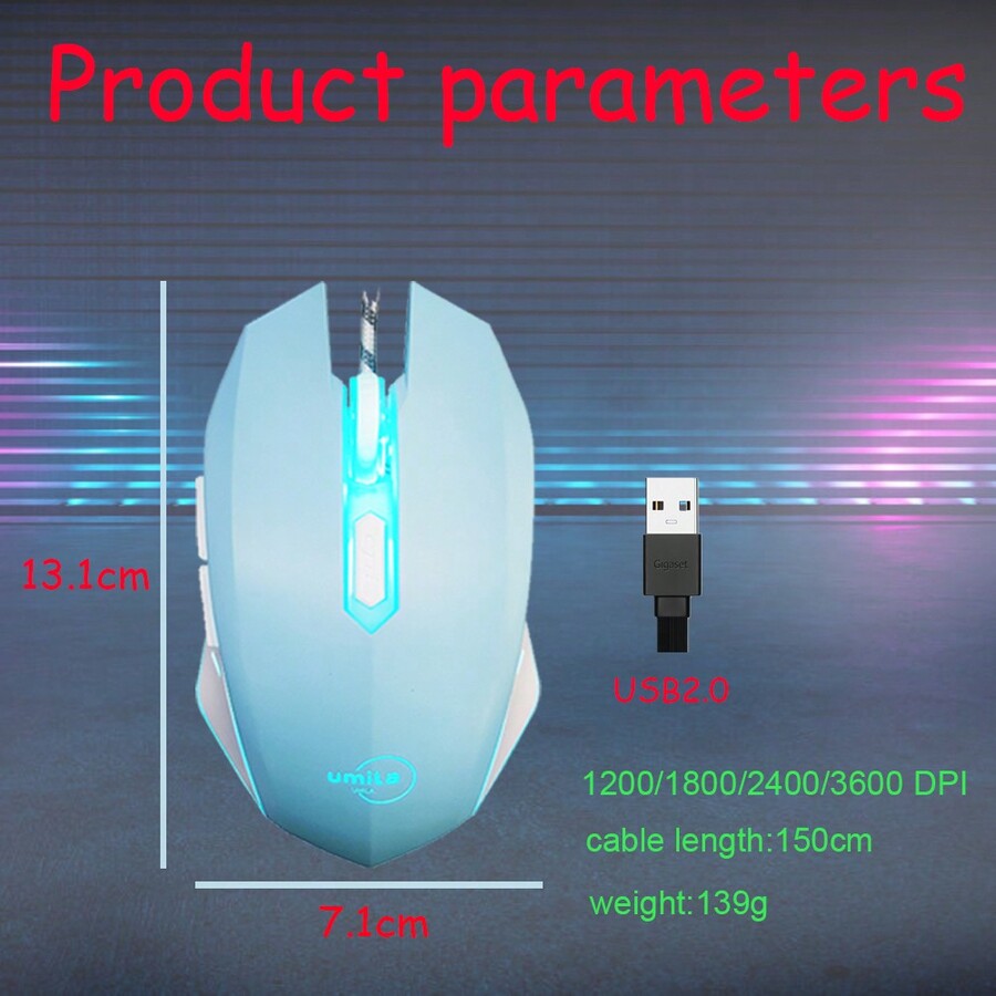1pc Affordable Wired Usb Backlit Gaming Mouse With 6 Buttons, 3600dpi ...