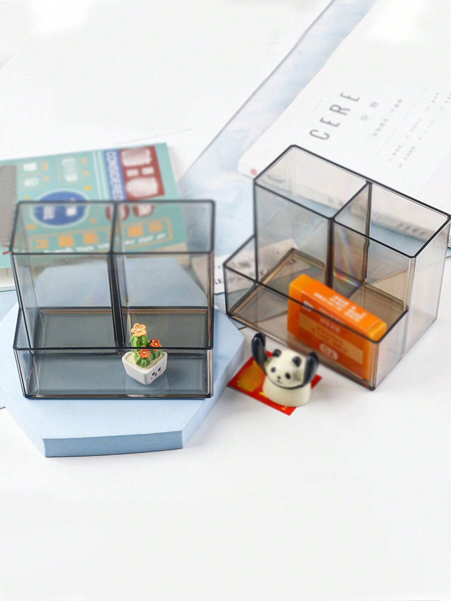 Pen Container Storage Box, Simple Style, Acrylic Transparent Material ...
