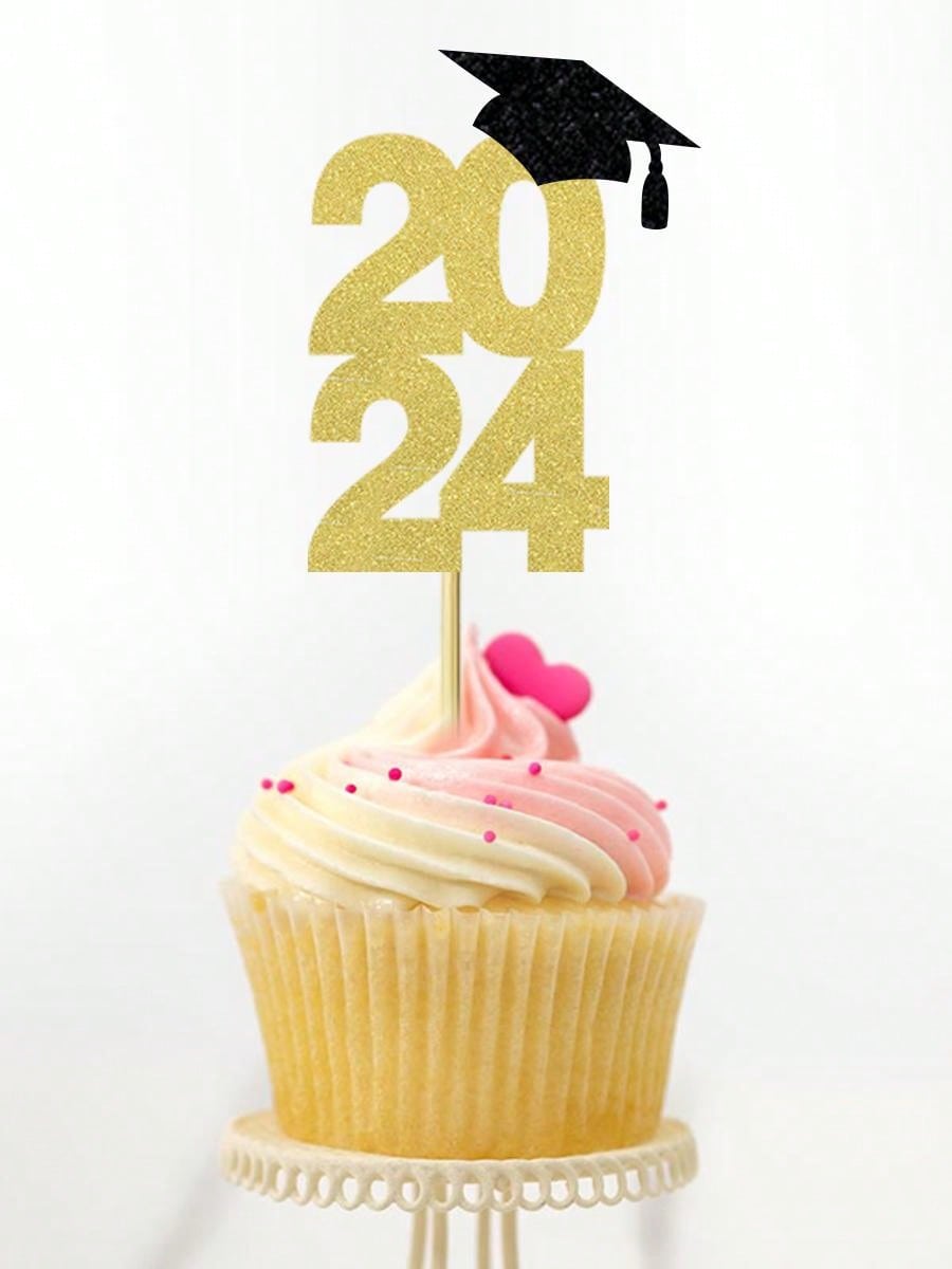 Dual Color 2024 Graduation Cap & Diploma Paper Cake Toppers ...