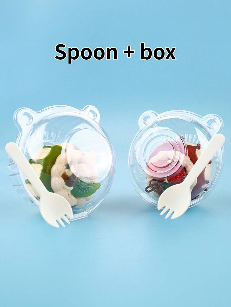 50 Sets, Box + Spoon, Multifunctional Plastic Food Box Lid, Transparent ...