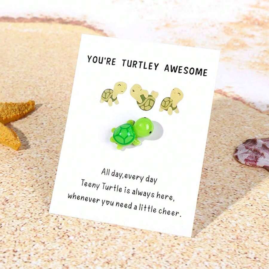 1pc Turtle Motivational Gift, Cute Mini Green Turtle Decoration, Lovely ...