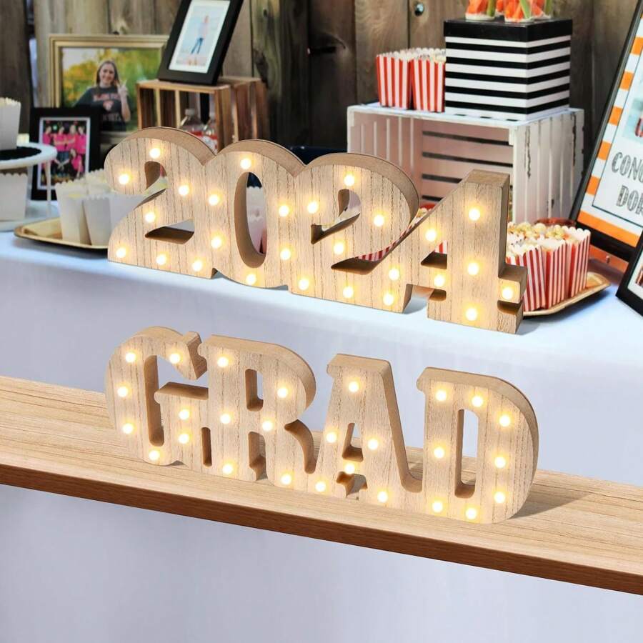 2024 Graduation Party Decorations - 2 LED Long Marquee Light Up Letters ...