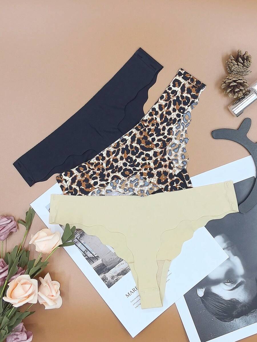 Women 3-Pack Pure Desire Style Sexy Low-Rise Thongs With Scalloped Edges | SHEIN UK