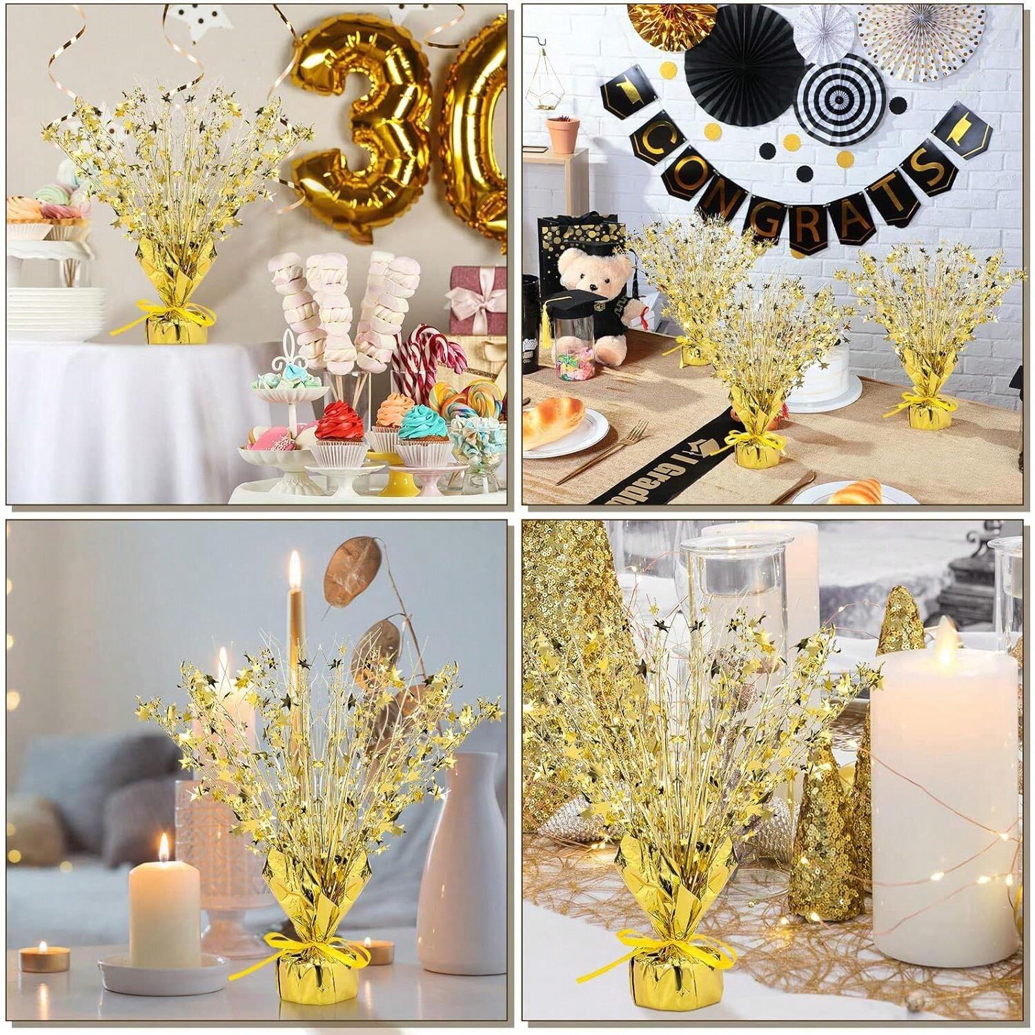 6 Pieces Metallic Foil Spray Centerpiece Party Golden Star Foil Spray ...