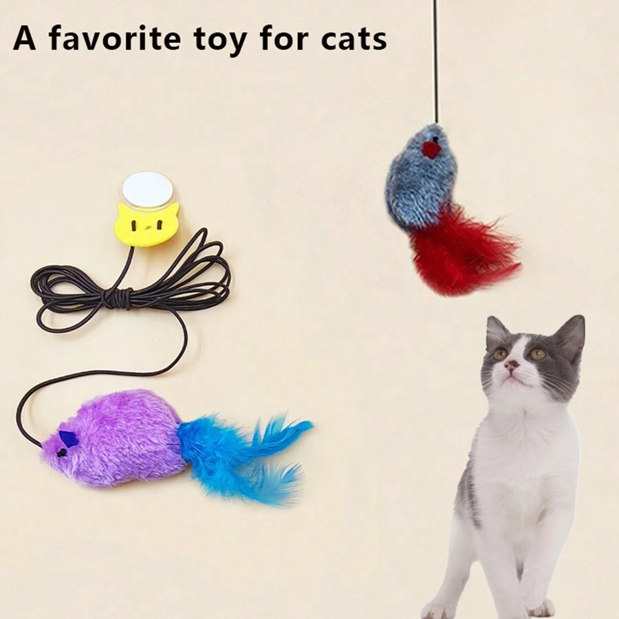 3pcs Barking Mouse Funny Cat Stick Hanging Sound Mouse Self-Pleasure ...