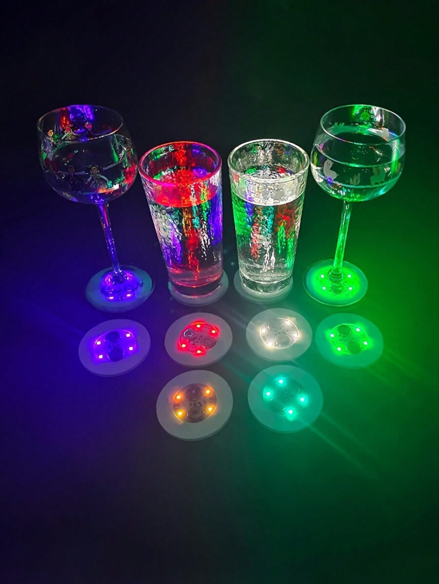 1/5/10pcs LED Coaster, Luminous Bottle Stickers Lights 2.36inch Lamps ...