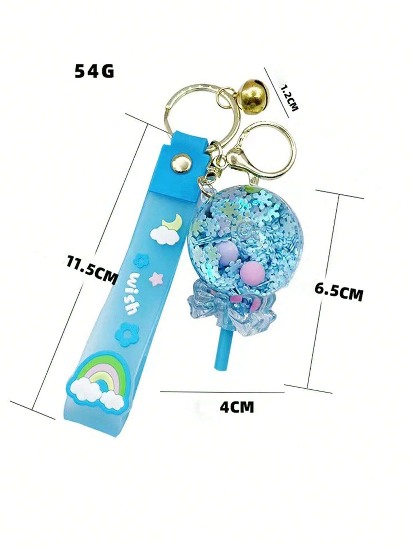1pc Multicolor Quicksand Oil Floating Lollipop Keychain, Delicate Girl ...