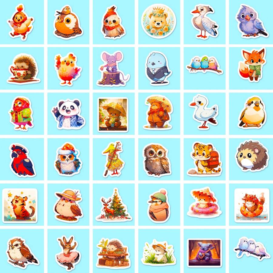 100Pcs Funny Animal Stickers, Cute Kawaii Animal Aesthetic Sticker Pack ...