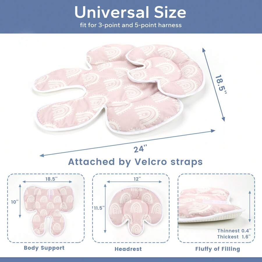 Infant Car Seat Insert, 2-In-1 Detachable Mesh Baby Carseat Head & Body ...