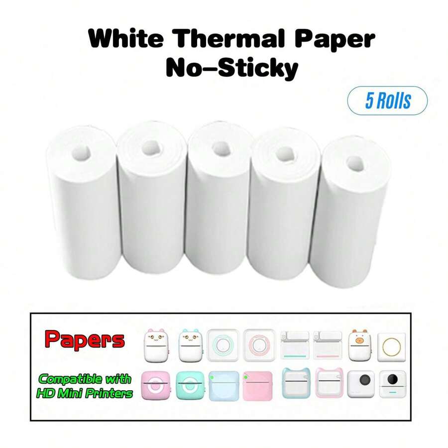 5 Rolls Mini Thermal Printer Paper For Printing Pictures, Photos, Diy ...