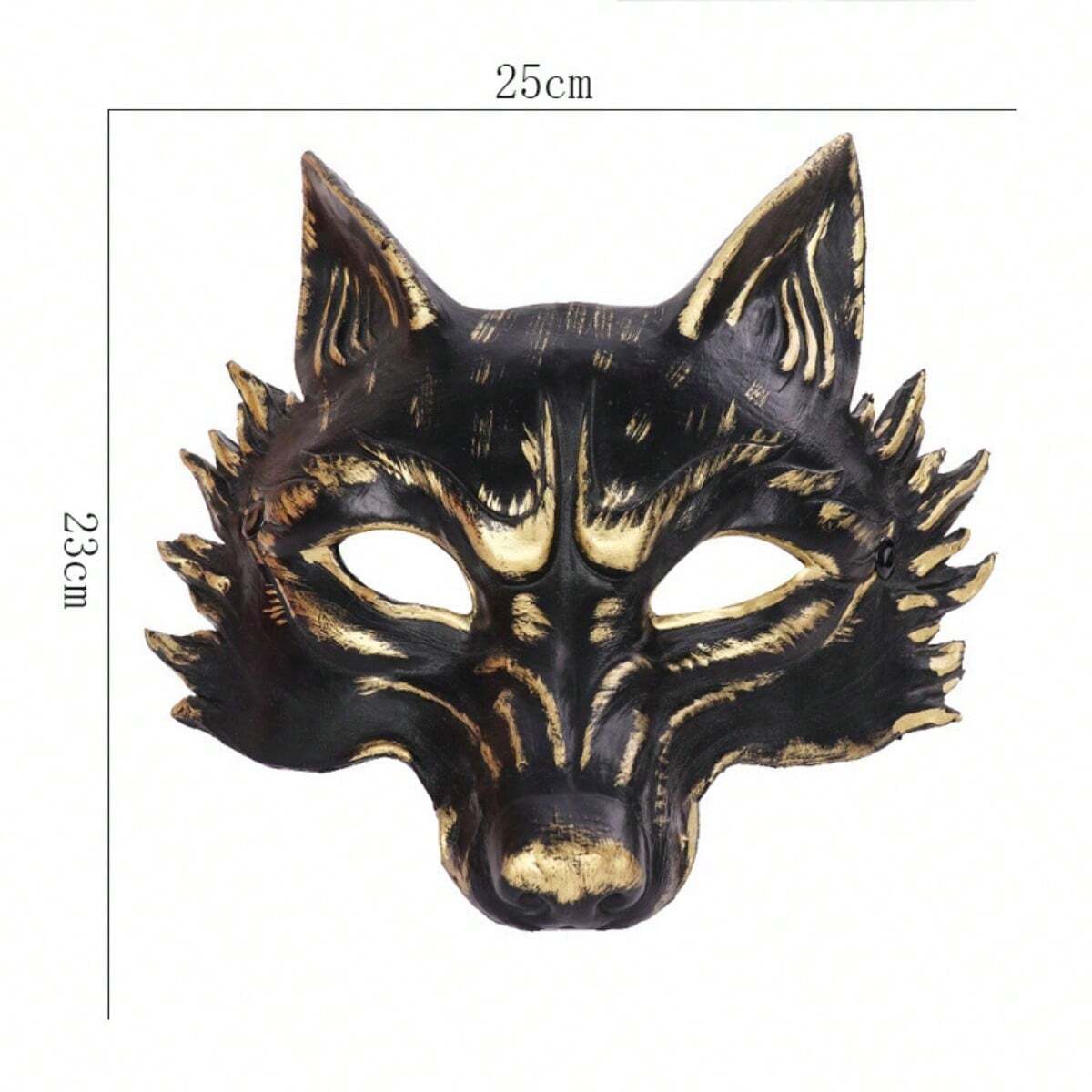 Halloween Mardi Gras Party PU Foam 3D Animal Black Gold Fox Mask ...