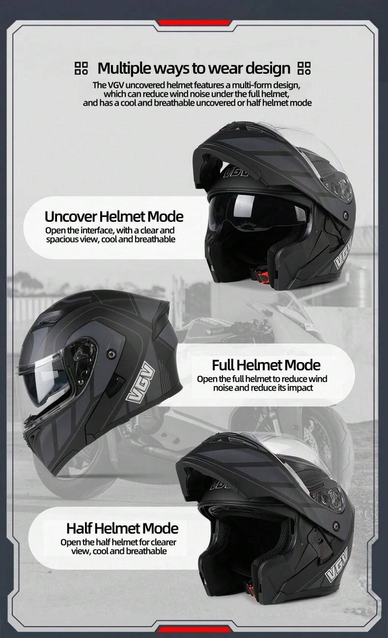 VGV Faceless Helmet, Motorcycle Helmet, Four Seasons Bluetooth Riding ...