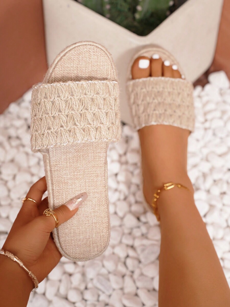 Women's Retro Handmade Braided Rope One-Strap Sandals With Stylish ...