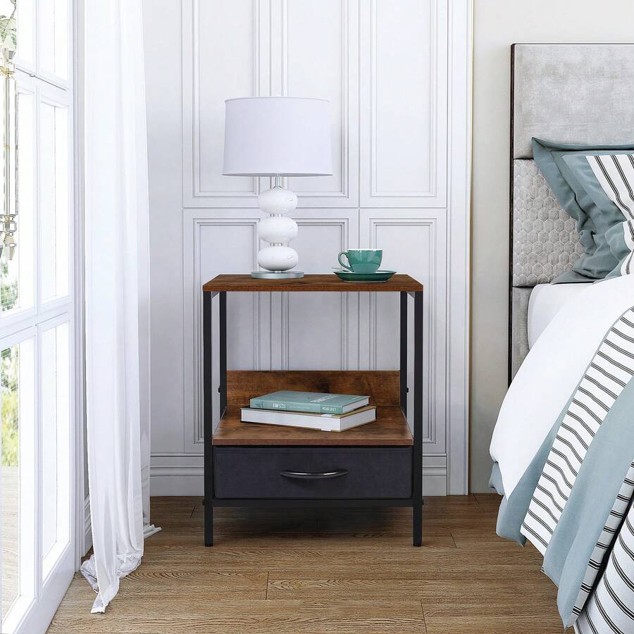 Night Stand With Fabric Drawer, End Table Dresser For Bedroom Easy Assembly | SHEIN USA