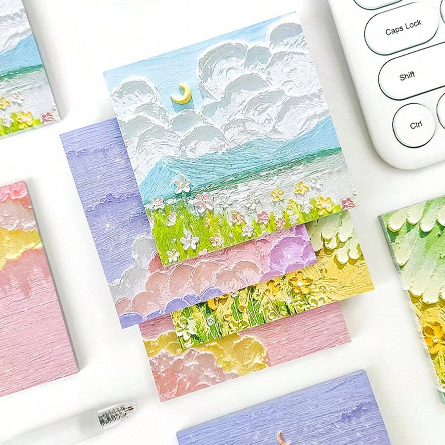 50 Sheets Oil Painting Sticky Notes Student Use Index Tabs With Cute ...