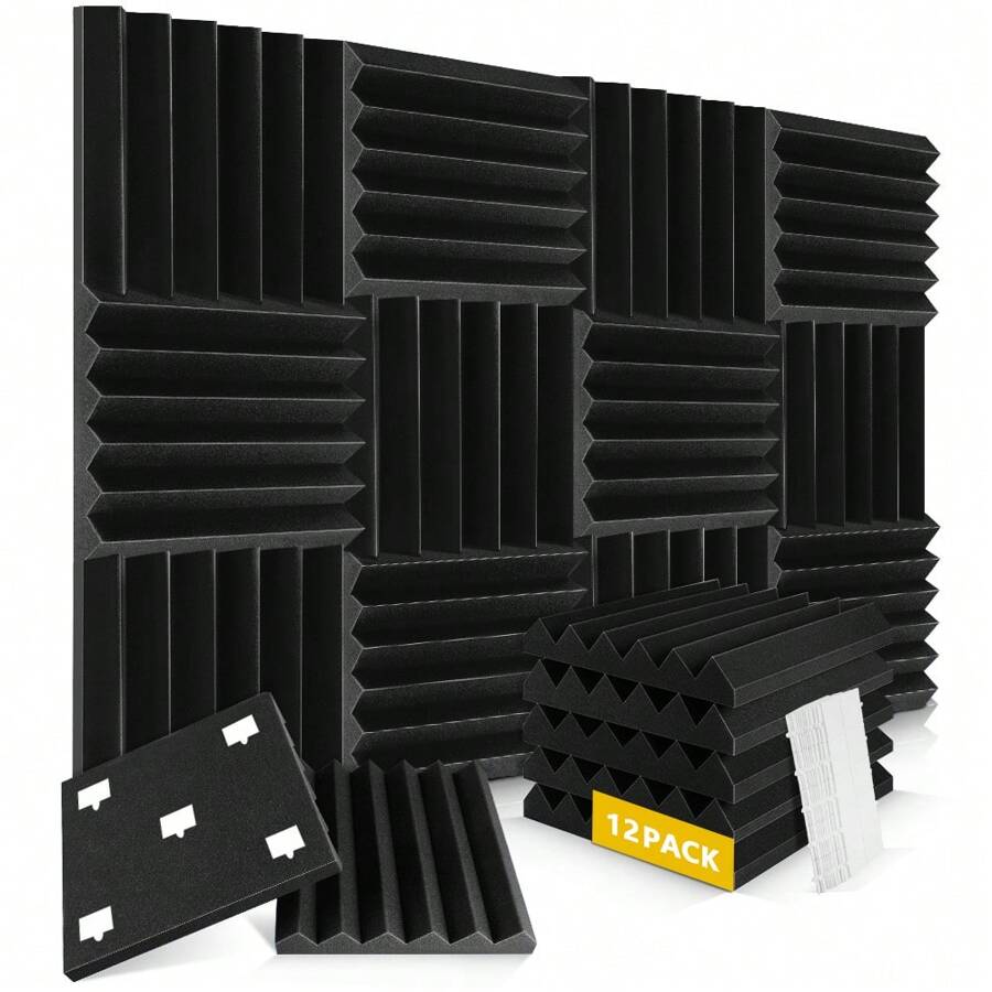 12 Pack-12x12x2 Inches Sound Absorbing Dampening Studio Foam ...