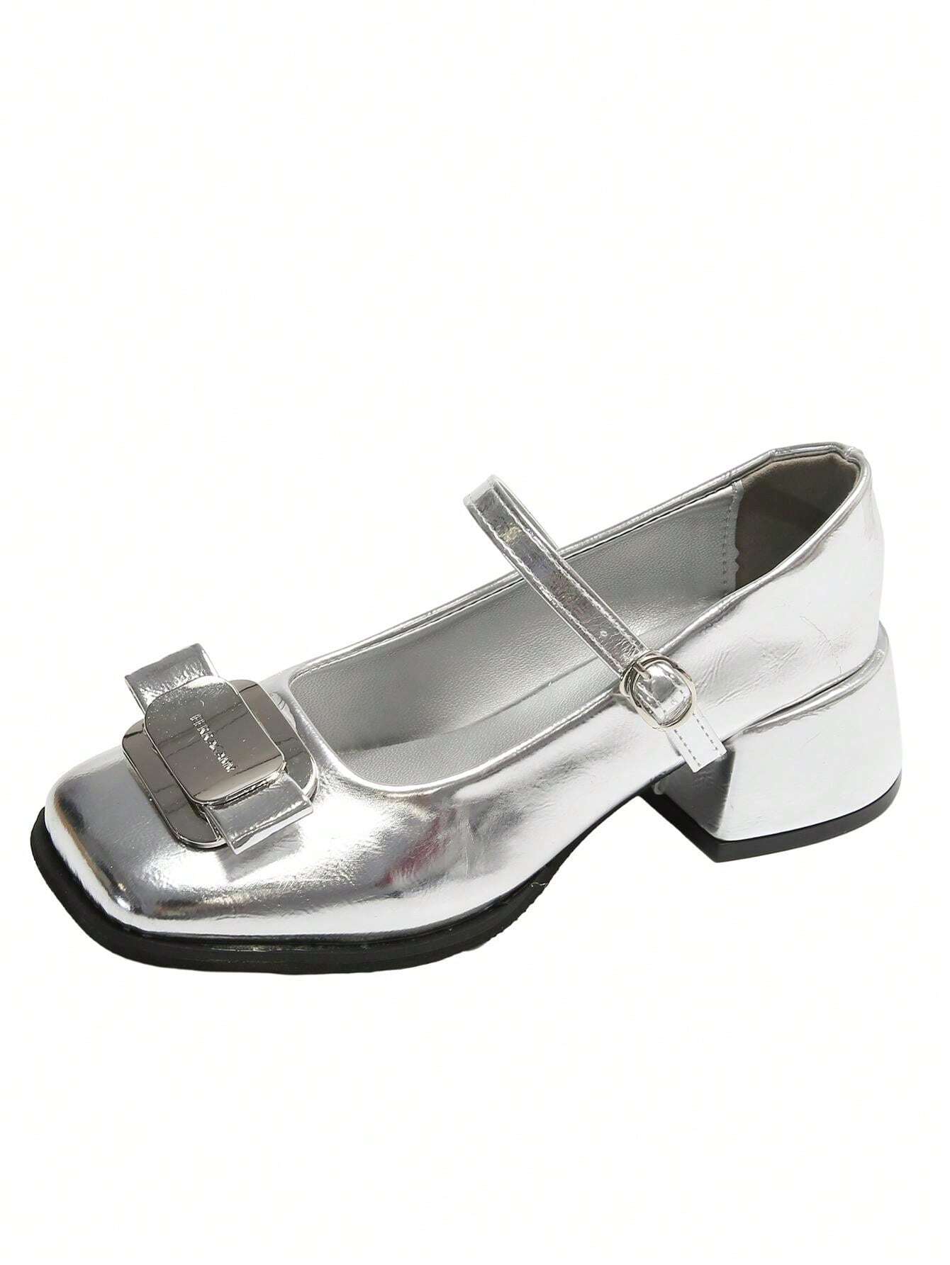 2024 New Silver French Style Middle-Heel Women\ Shoes Soft Bottom ...