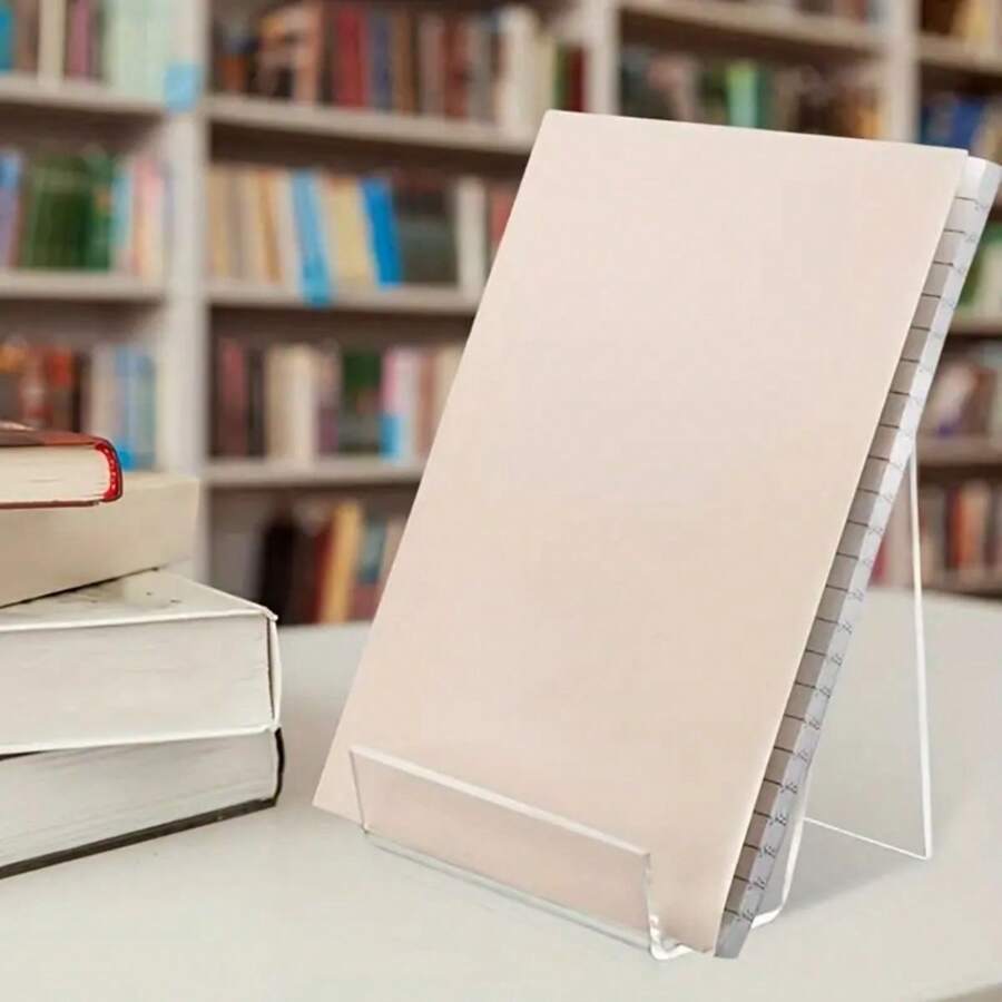 4pcs Acrylic Book Stand With Ledge, Clear Acrylic Display Easel, Clear ...